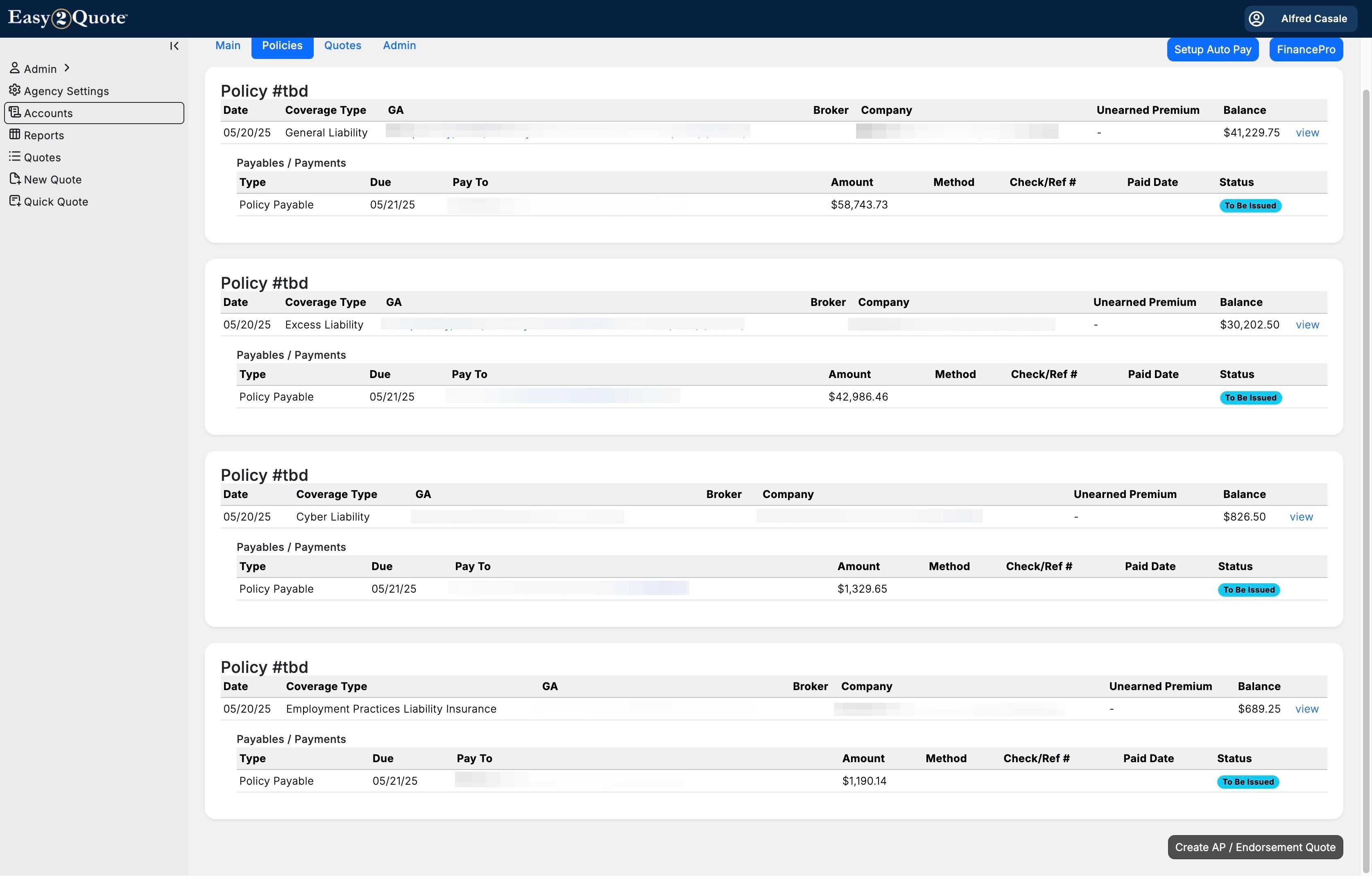 Creating an Endorsement to an Account in Easy2Quote – Capital Premium ...