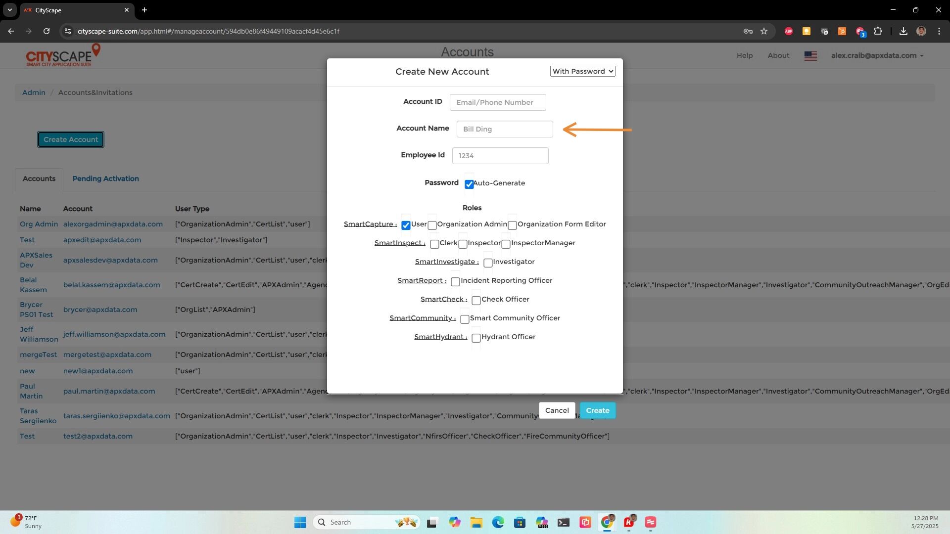 Creating a User Account in APX – APX Building and Onsite Data Solutions