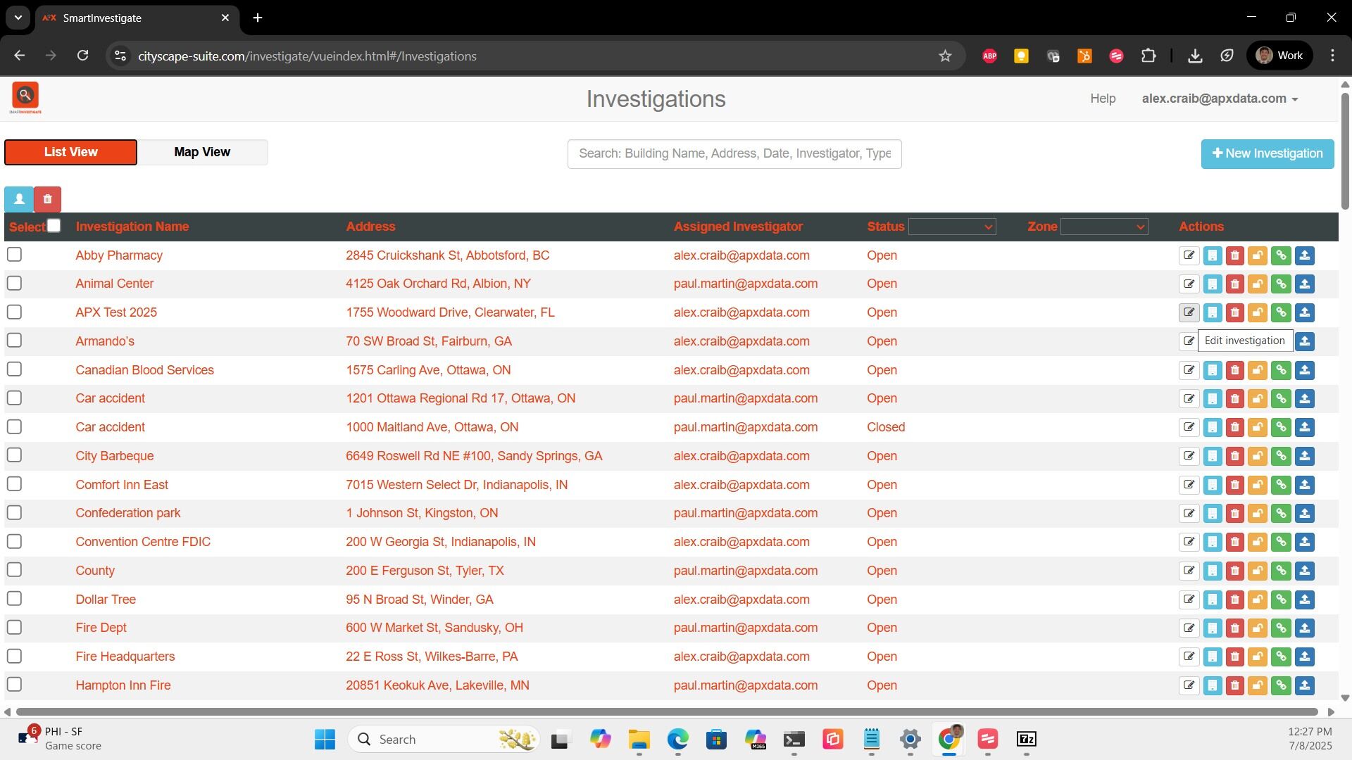 Completing an Investigation Report using the APX Web App – APX Building and Onsite Data Solutions