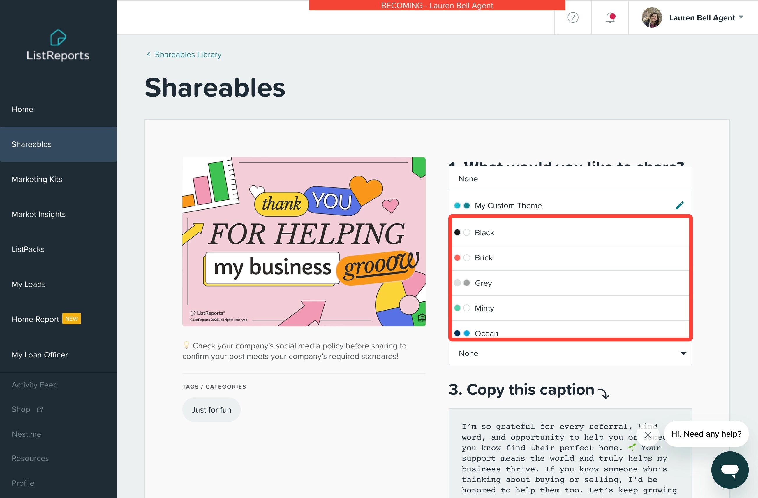 Create a Custom Color Theme for your Shareables – ListReports