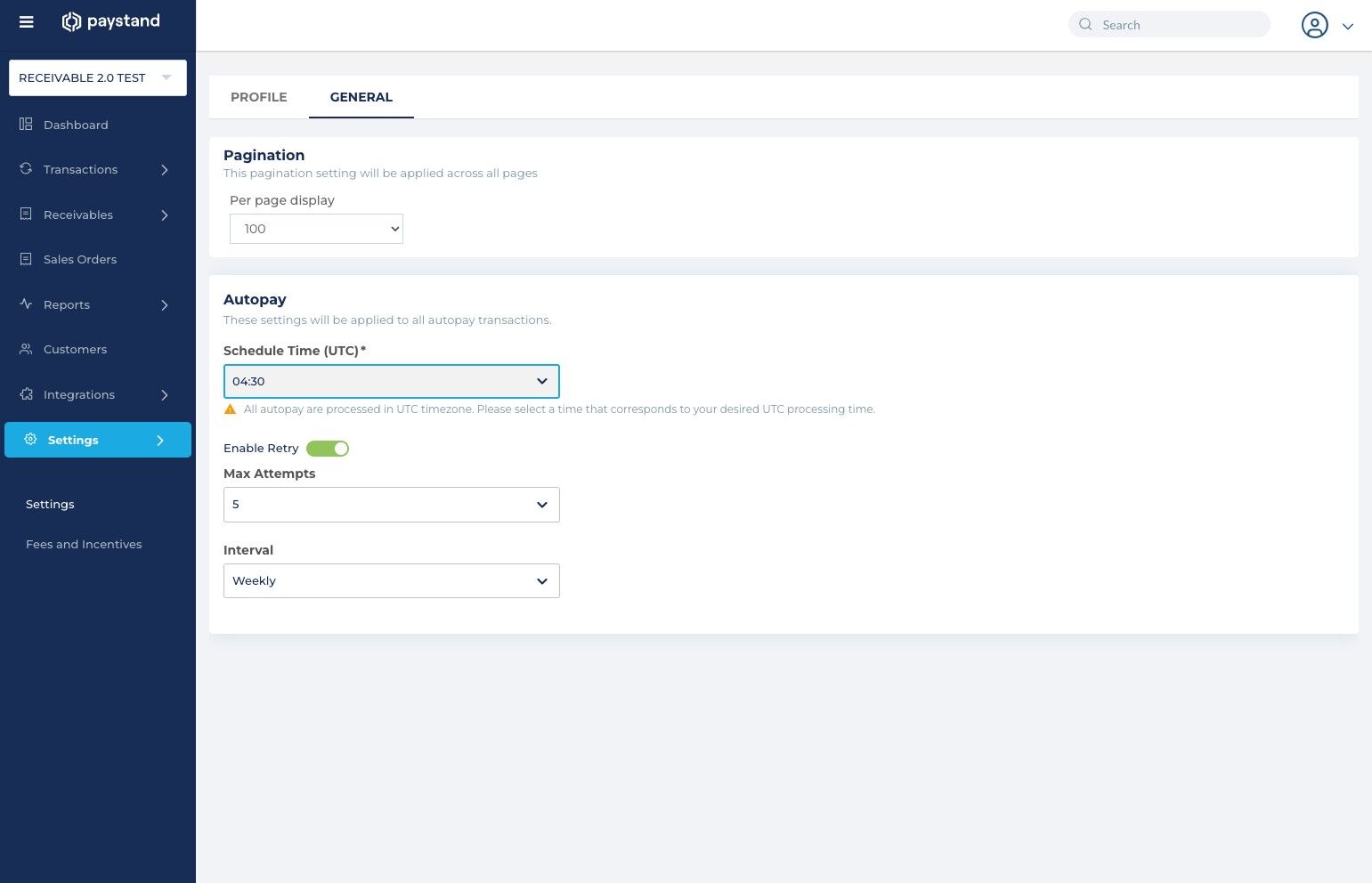 Set the Autopay Schedule and Retries – Paystand Help Center