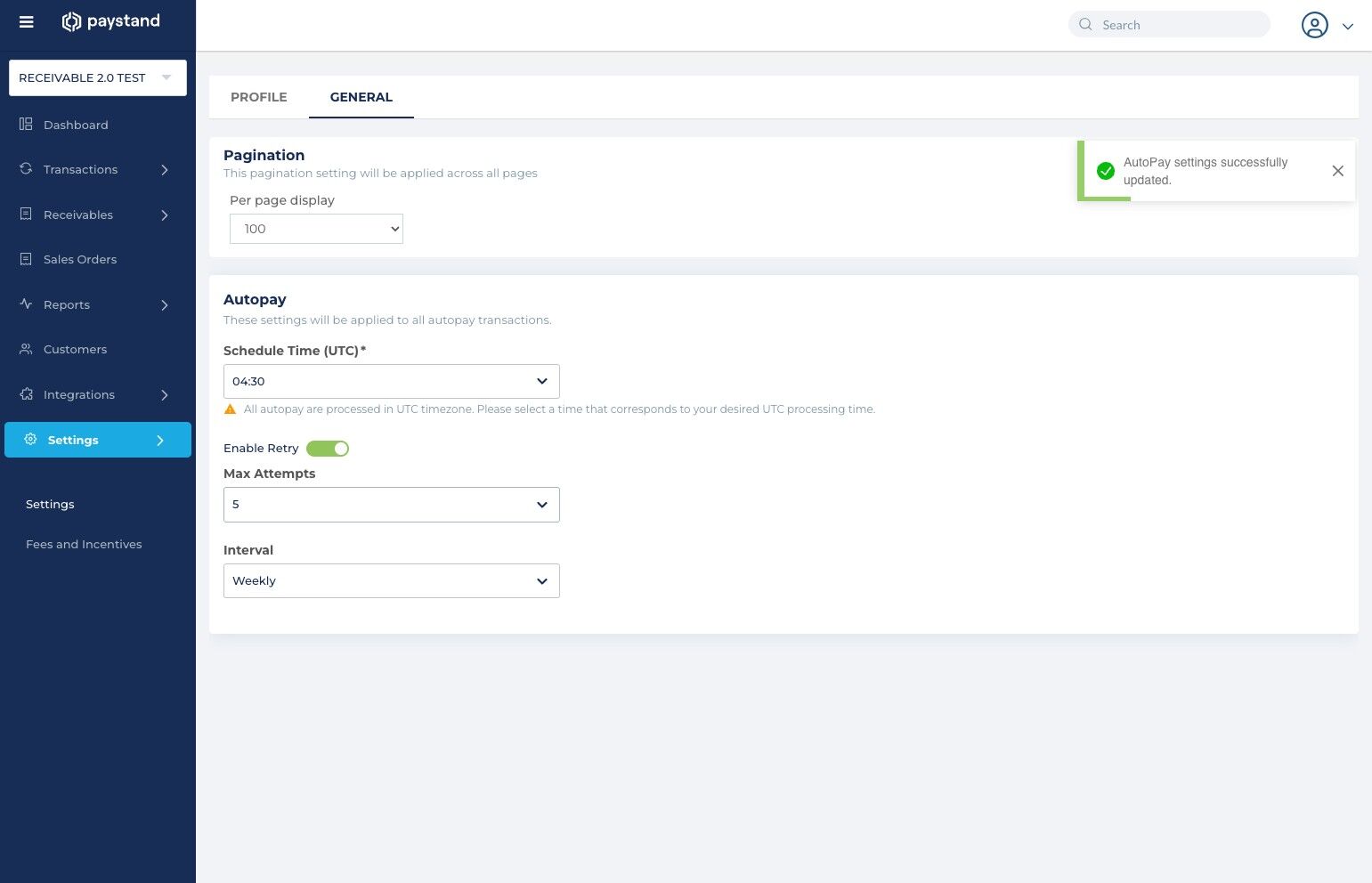 Set the Autopay Schedule and Retries – Paystand Help Center
