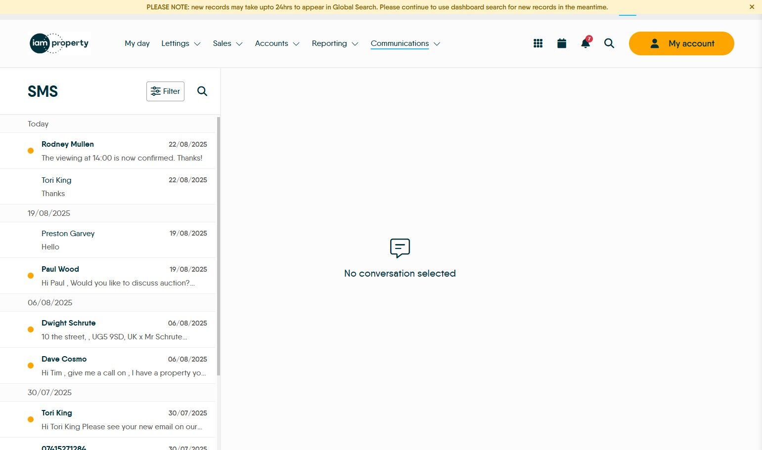 Using the SMS Inbox in CRM – iamproperty