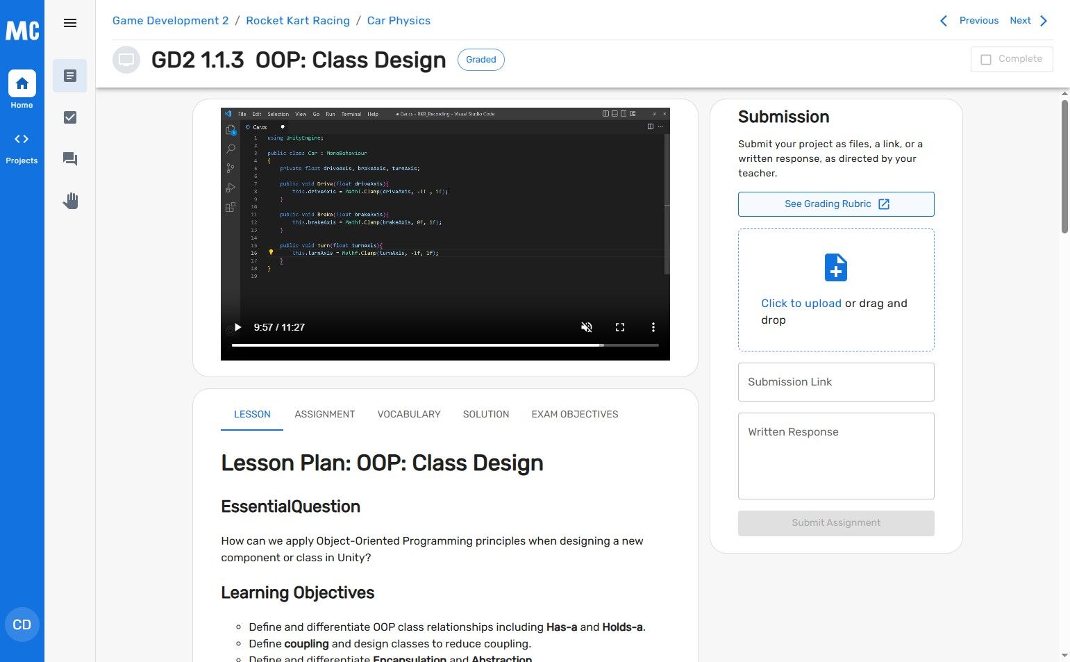 How would a student submit an assignment?