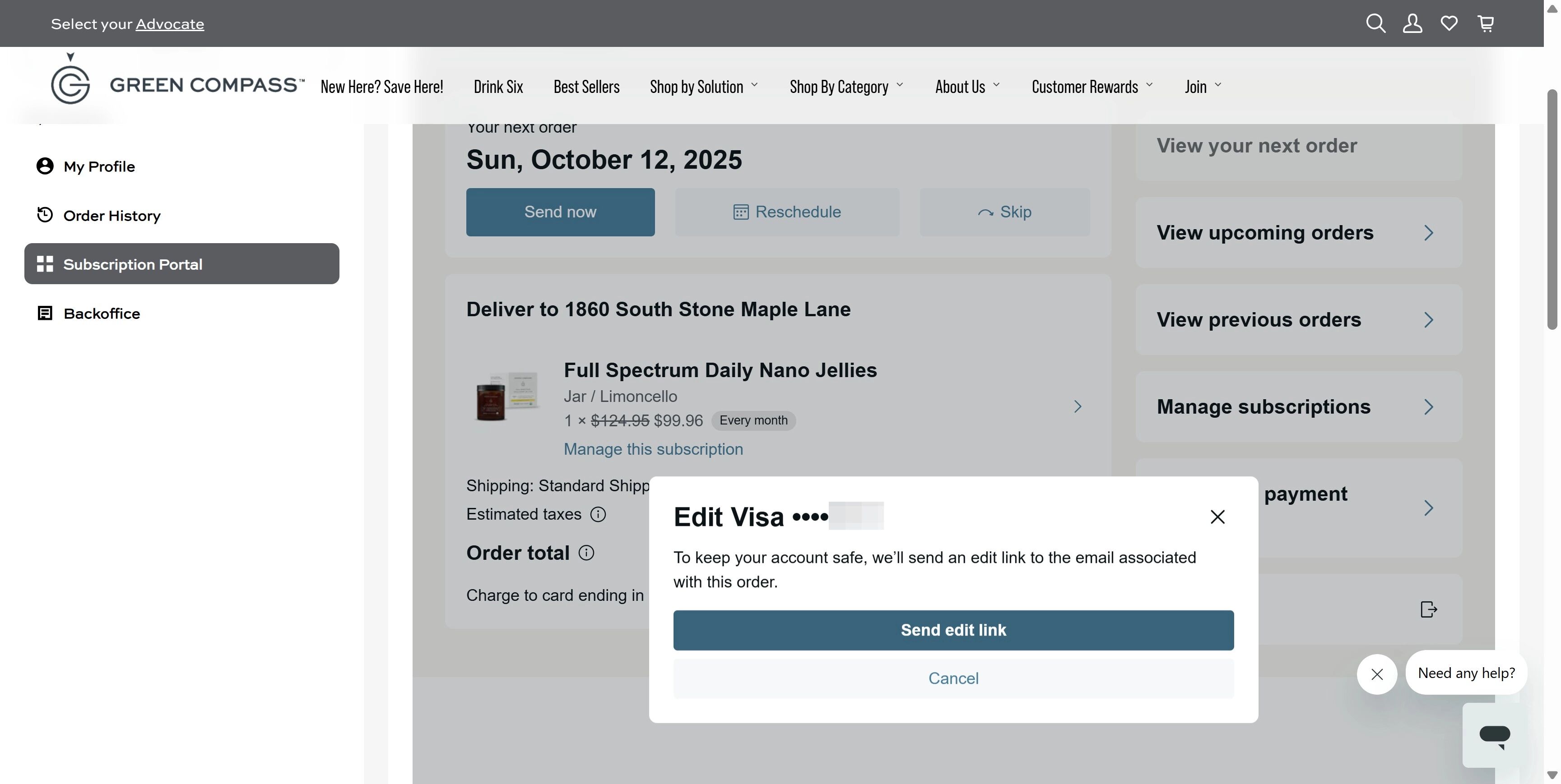 How do I edit the payment method for my Subscription Order? – Green Compass Global