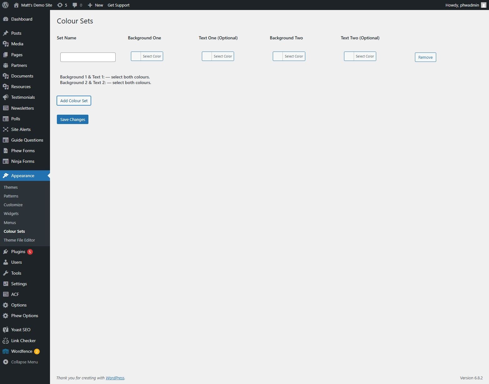 How to Add a New Colour Set in WordPress