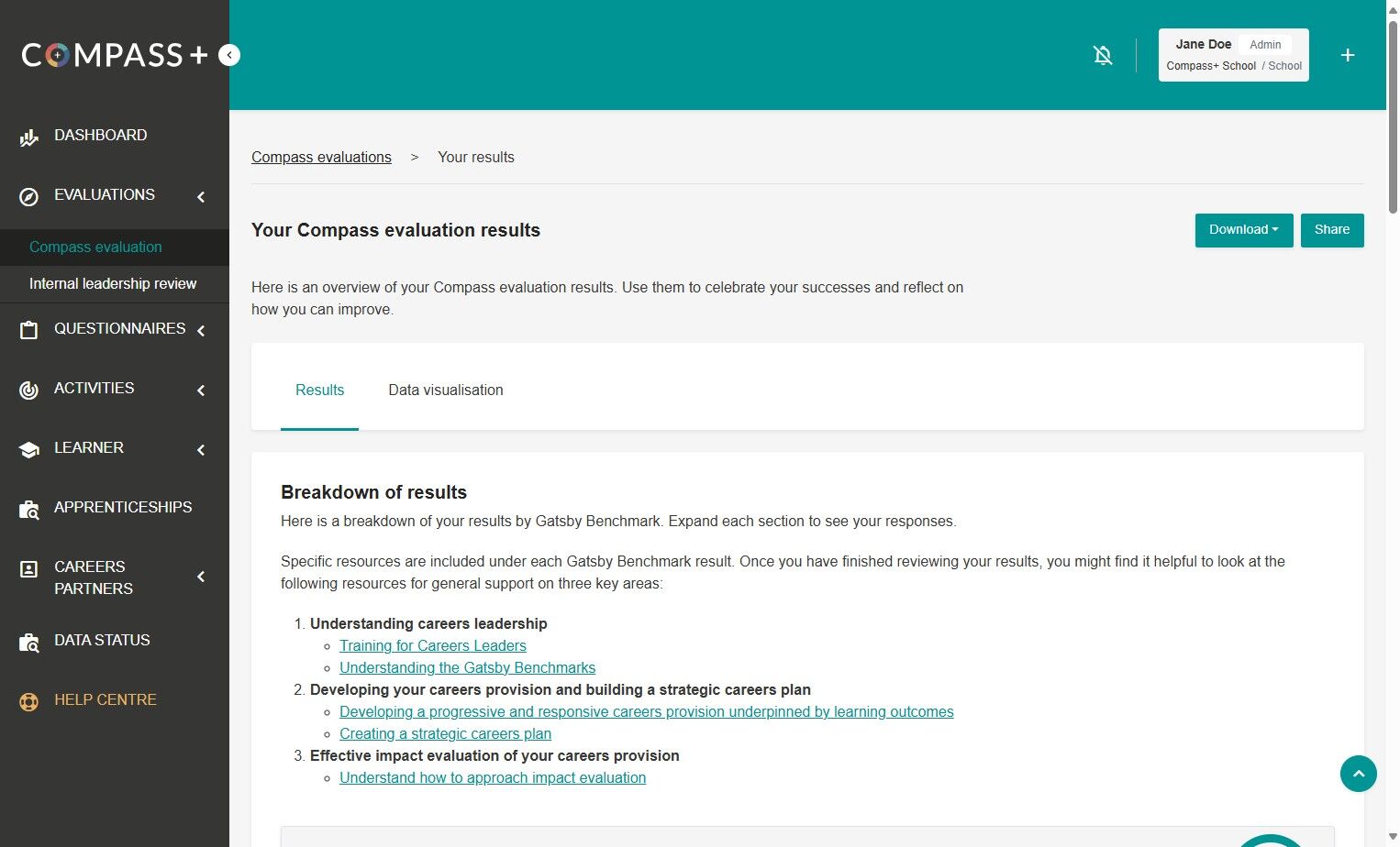 How to view, download and share Compass evaluation results – The ...