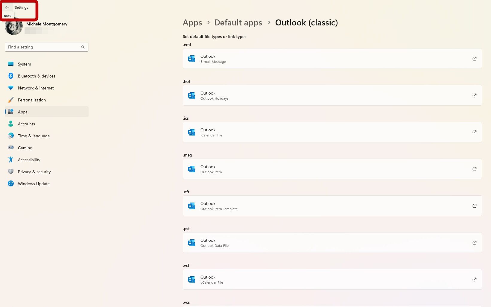 Default Apps by File Type