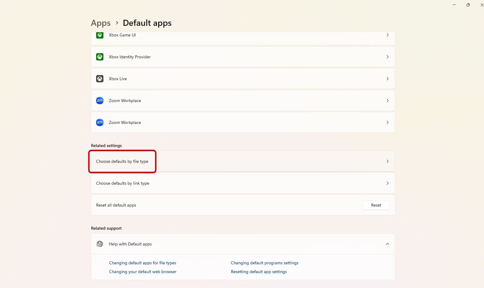 Default Apps by File Type